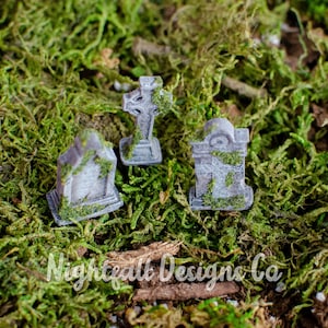 Set of 3 Handmade Miniature Gravestones, Spooky Tiny Headstones, Very ...