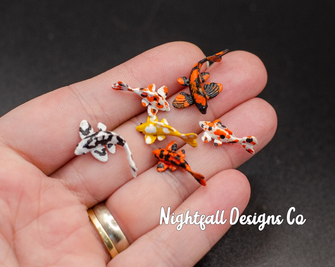 Handmade Miniature Resin Koi Fish: Colorful Pond Decoration, Set of 5 ...