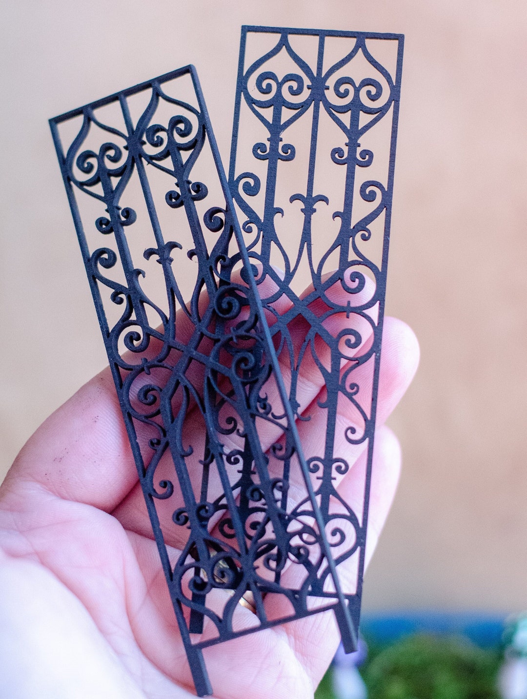 Two Handmade Miniature Faux Wrought Iron Trellis, Fairy Garden ...