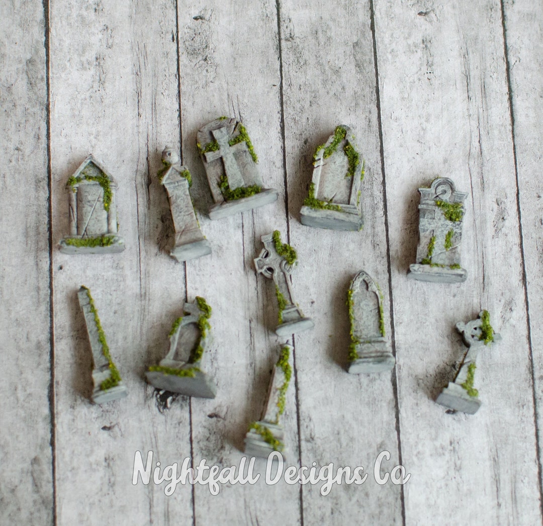 Set of 3 Handmade Miniature Gravestones, Spooky Tiny Headstones, Very ...