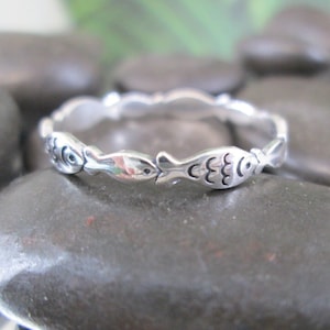 925 Sterling FISH Ring>925 Fish Eternity Band,sterling Ichthus Ring ...