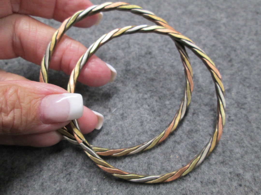 Tri Color Bangle Braceletcopper,stainless,brass Bangle Bracelet, Tri ...