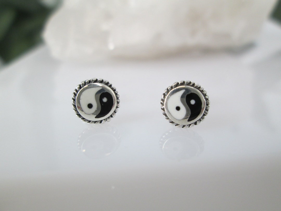 Yin and Yang Stud Earrings>sterling Silver Yinyang Studs,small 925 Yin-yang Earrings,dainty ...
