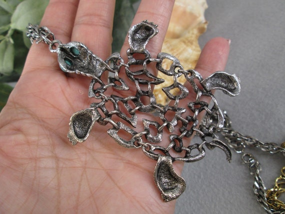 Rare Large Vintage 70's TURTLE Necklace>Gold or Silve… - Gem