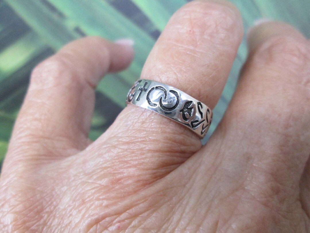 Solid Sterling Silver Eternity Band>cross and Dove Eternity Band,925 ...