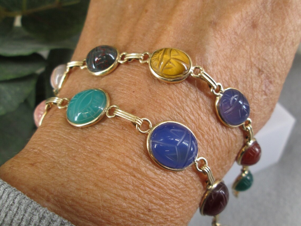Solid 14kt. Gold Scarab Bracelet>vintage14kt.gold Scarab Bracelet ...