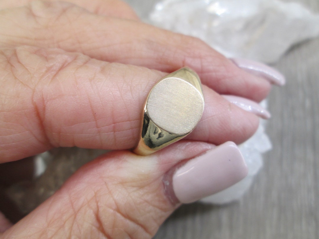 10kt. Gold Signet Ringsdaintygold Signet Ring,gold Initial Ring ...