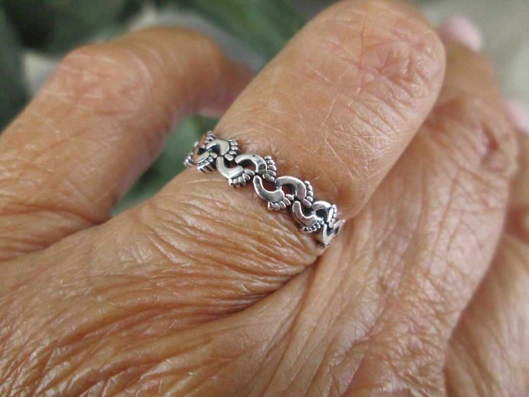 Sterling Silver FEET Ringwalking Feet Ring,925 Foot Ring,footprint Ring ...