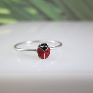 Sterling LADYBUG Ring>tiny Ladybug Ring,925 Ladybird Ring,dainty ...