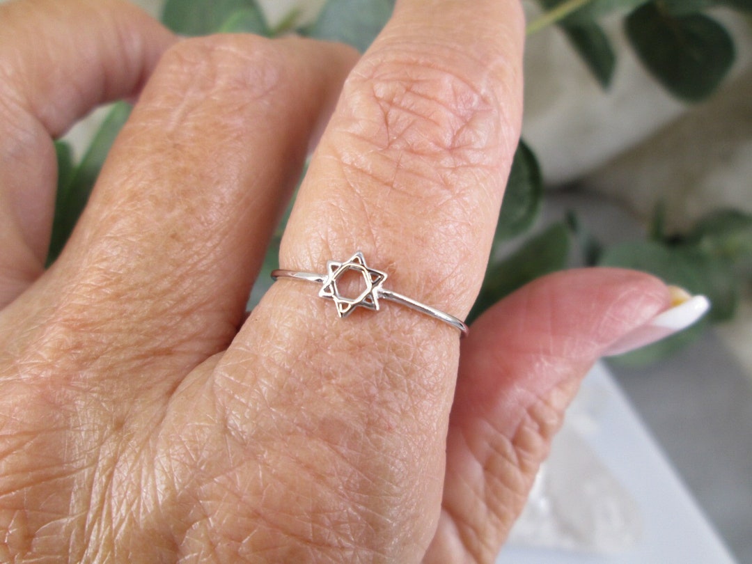 Tiny Sterling Star of David Ring>925 Sterling Jewish Star Ring,star of ...