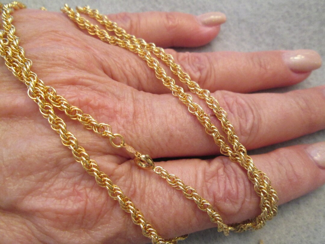 Gold Rope Chain>24"long Gold Chain,12kt.gold Filled Rope Chain>open ...