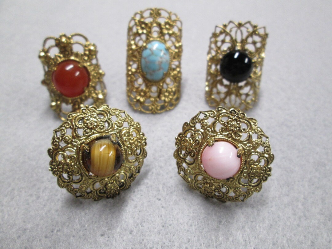 Vintage West German Rings>west German Intricately Designed Stone Rings ...