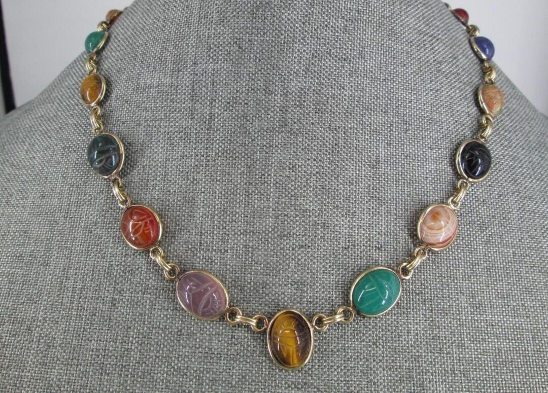Genuine SCARAB Necklace>gold Scarab Necklace,12ktgf.scarab Necklace ...