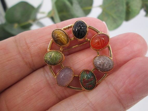 Genuine SCARAB Brooch/Pin>Beautiful Vintage 60's 12kt… - Gem