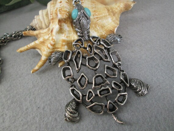 Rare Large Vintage 70's TURTLE Necklace>Gold or Silve… - Gem