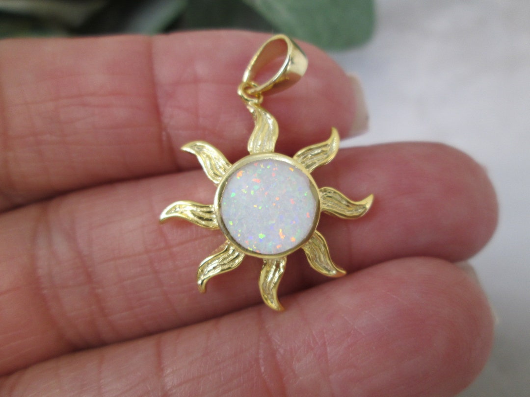 Opal Celestial SUN Pendant>gold Sun Pendant,925 Opal Pendant,sterling ...