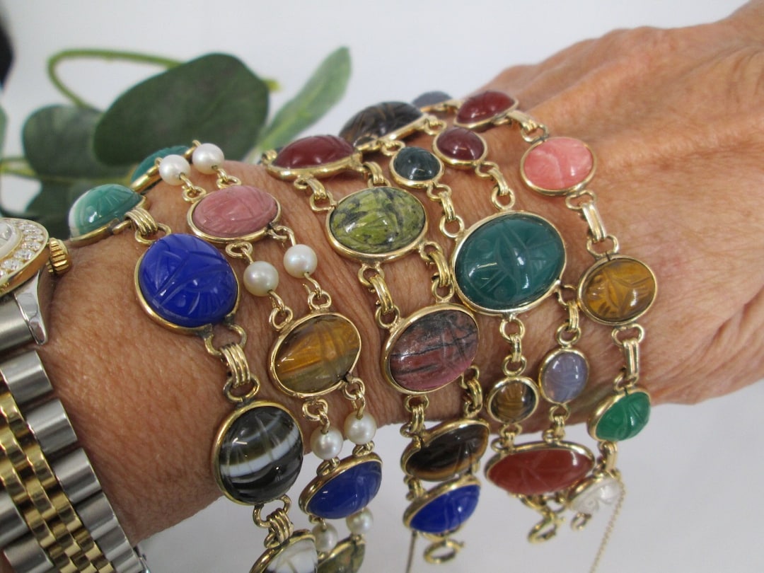 Genuine SCARAB Bracelets>12kt.gf SCARAB Bracelets,vintage C1950-c1970 ...