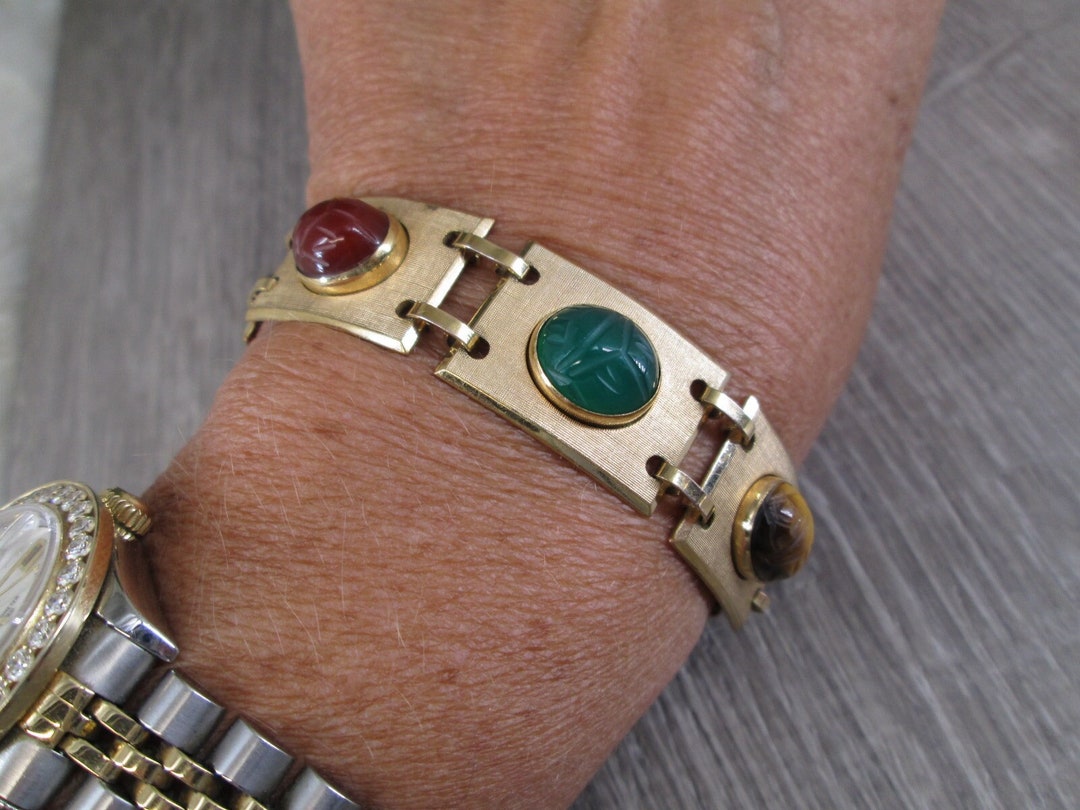 SCARAB Bracelet>unique Vintage 12kt.genuine Scarab Bracelet,scarab ...