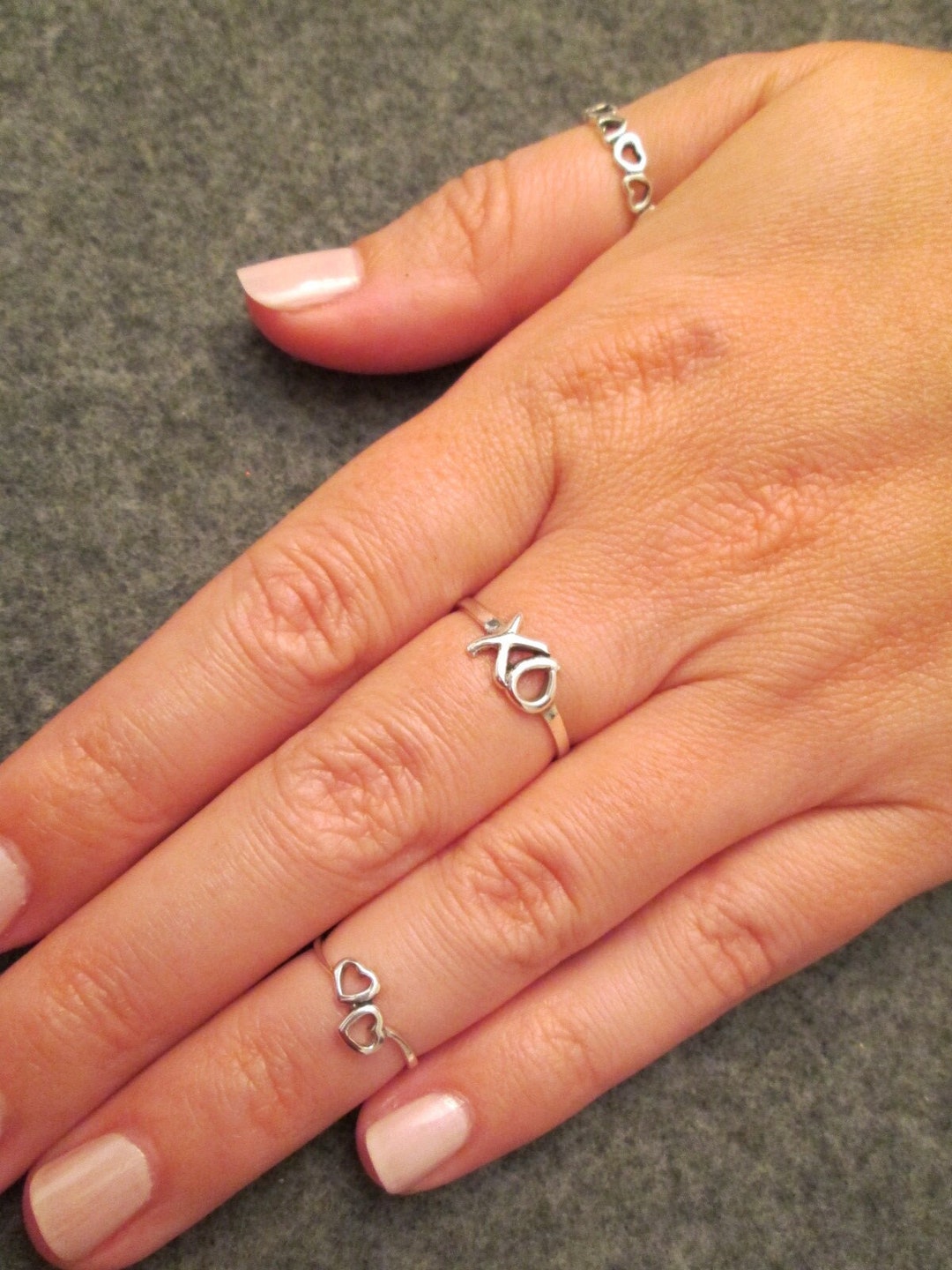 Sterling Silver XO Ringhugs and Kisses Ringdainty Love Ring,925 ...
