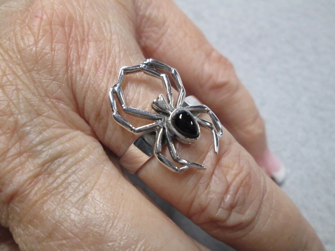 Sterling Silver SPIDER Ring With Black ONYX Stone>925 Sterling Spider ...