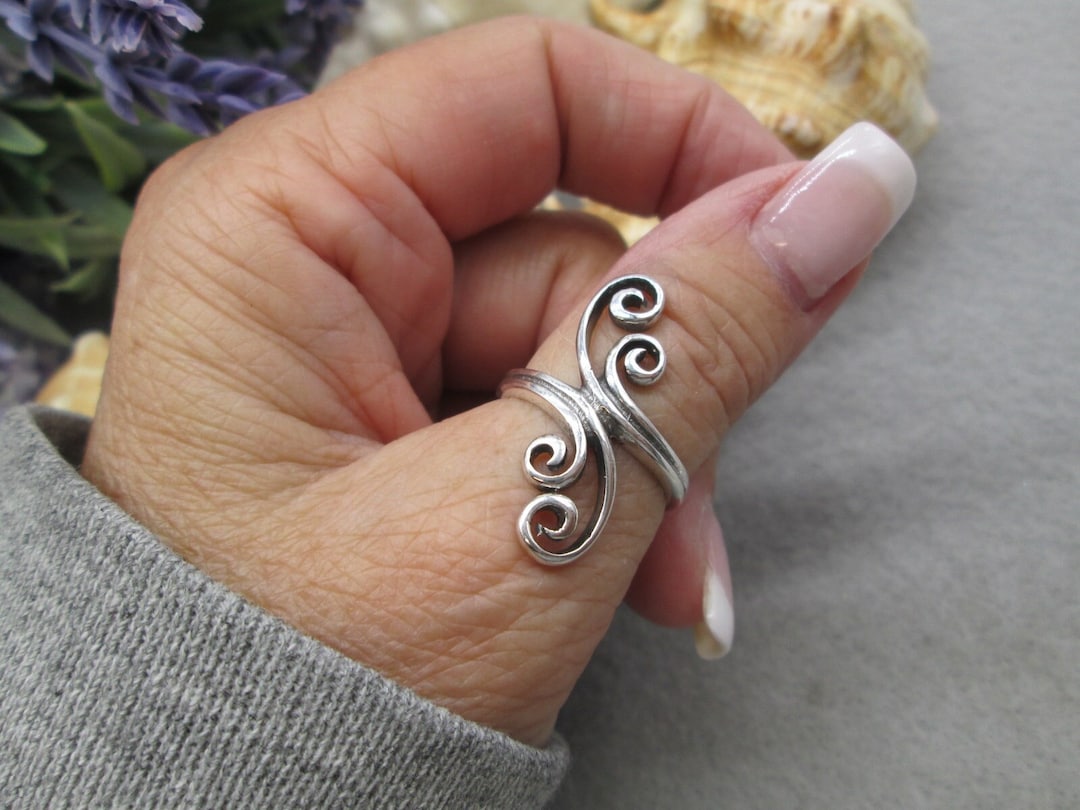Sterling Silver Swirl Ring>925 Swirl Women's Statement Ring,925 Ring ...