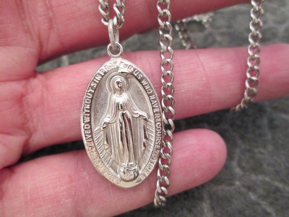 Sterling silver blessed mother necklace store