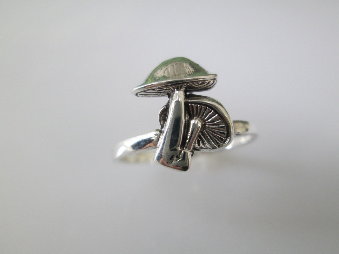 Sterling Silver MUSHROOM Ringdouble Mushroom Ring,mushroom Spores,925 ...