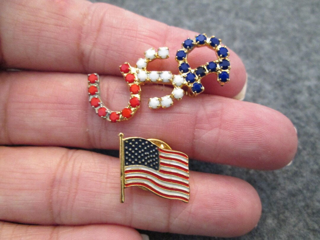 Patriotic Pins>u.s.a. Pin or Flag Pin > Vintage 1970's Patriotic Pins ...