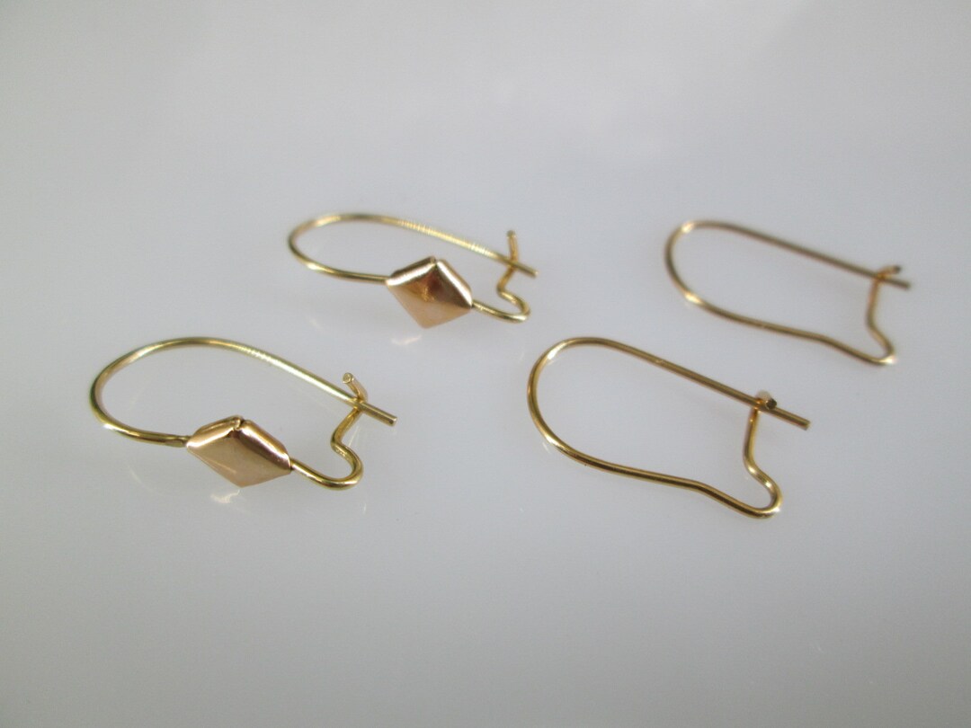 SOLID 14kt.gold Ear Wires>14kt.gold Kidney Shape Ear Wires,decorative ...