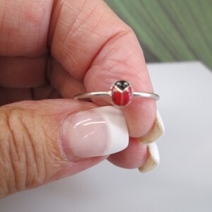 Sterling LADYBUG Ring>tiny Ladybug Ring,925 Ladybird Ring,dainty ...