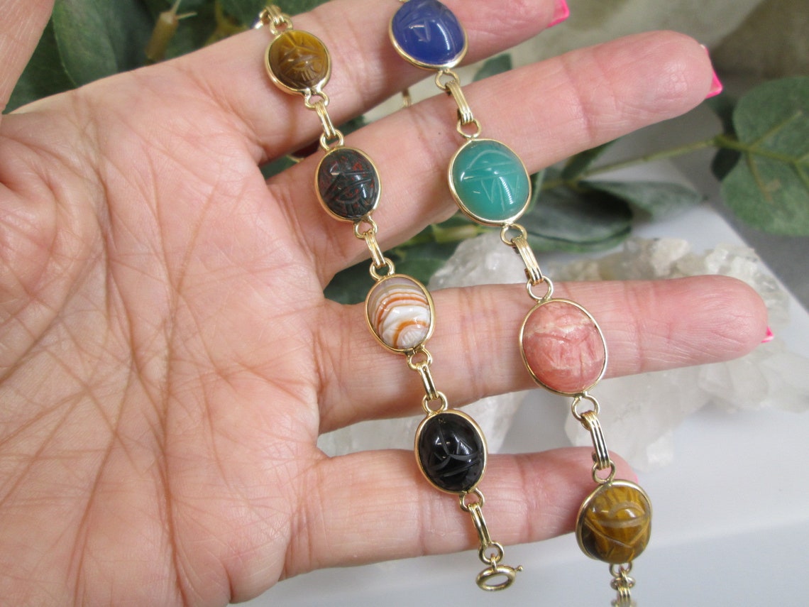Solid 14kt. Gold Scarab Bracelet>vintage14kt.gold Scarab Bracelet ...