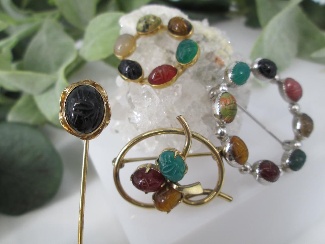 Genuine SCARAB Brooch/pin>vintage 60's 12ktgf. Scarab Brooch,sterling ...