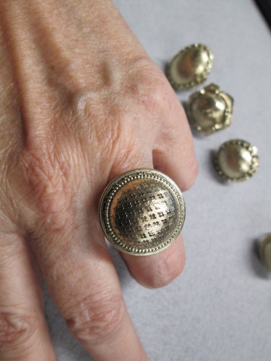 Whiting & Davis Gold Dome Rings>vintage Whiting and Davis Dome Ring,5 ...