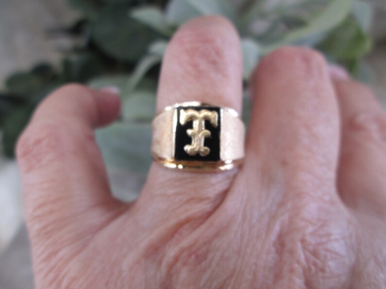Men's/boy's 10ktgf.gold INITIAL Rings>genuine Onyx>various Sizes and ...