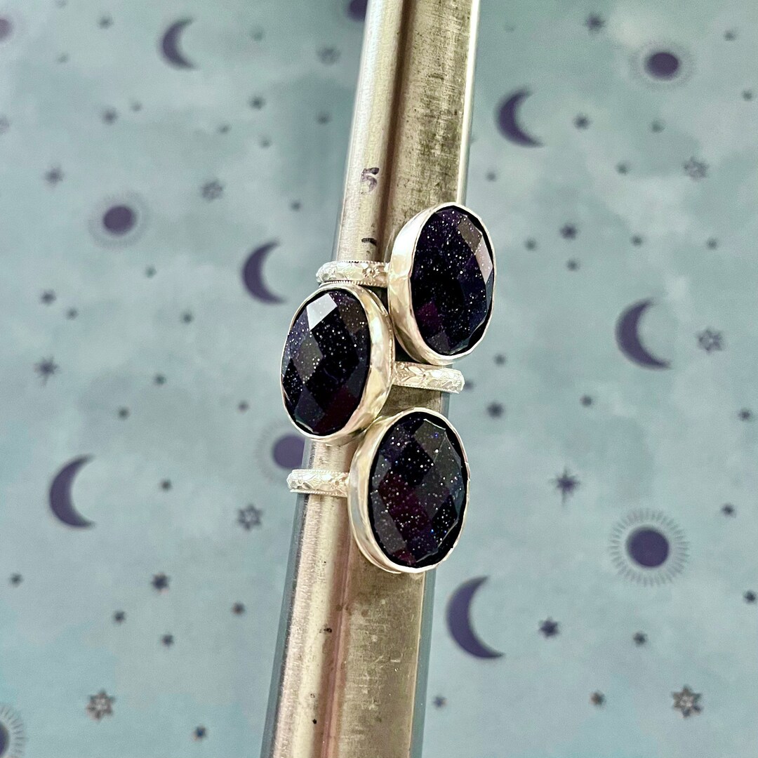 The Cielo Ring // Blue Goldstone Ring - Etsy