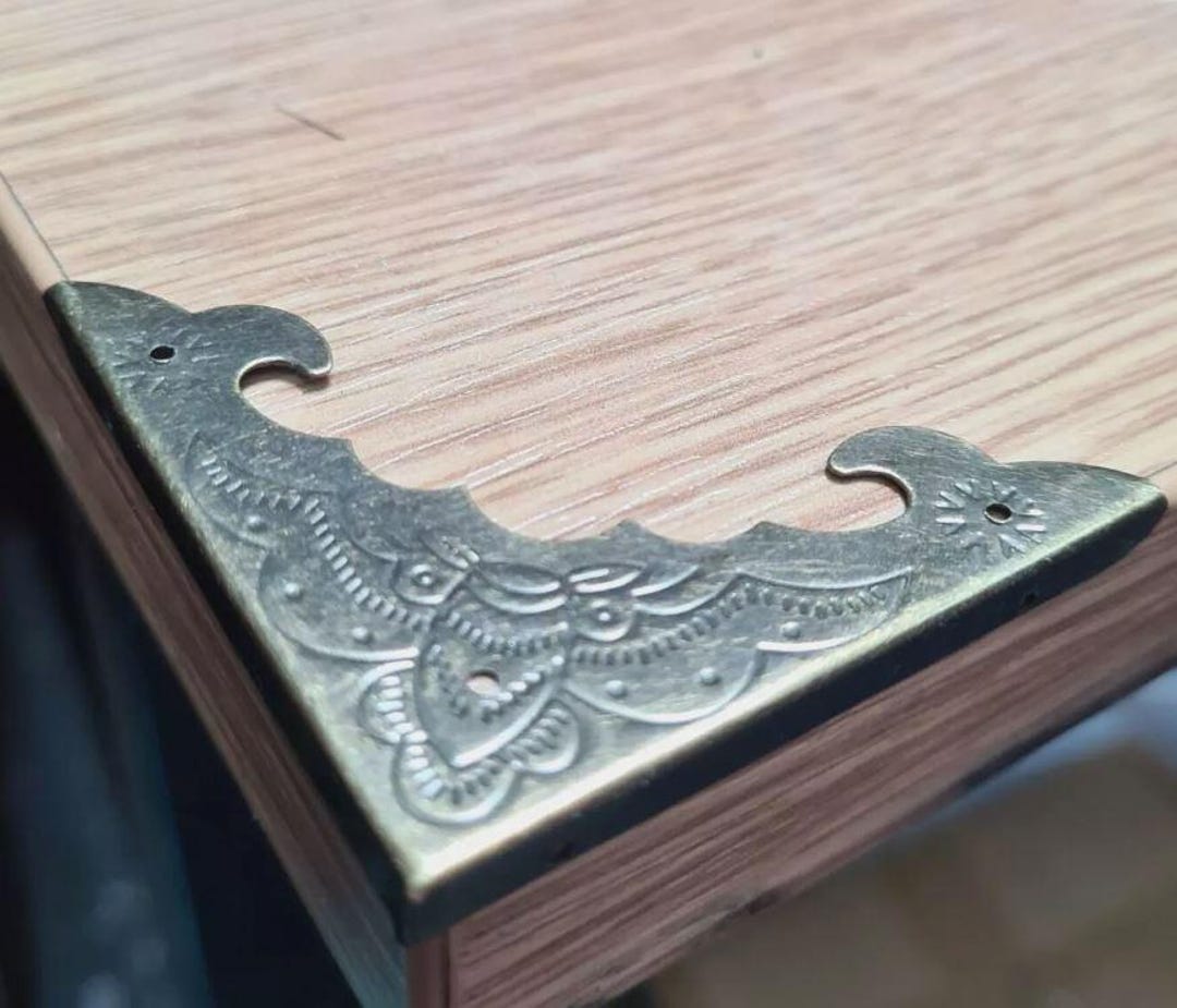 Pack of 4 Metal Case Corners Antique Bronze Finish 58mm Over Straight ...