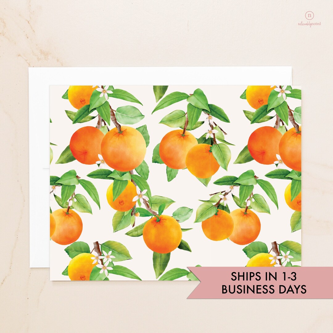 Oranges Cards Orange Folded Note Cards Citrus Cards Social Stationery ...