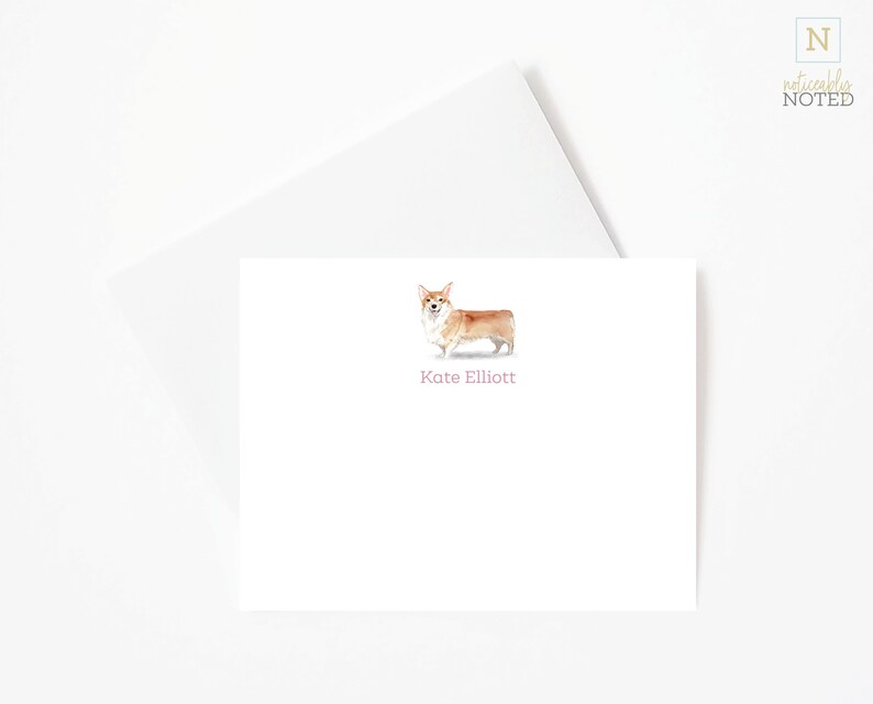 Corgi Personalized Flat Note Cards Stationery Gifts for | Etsy