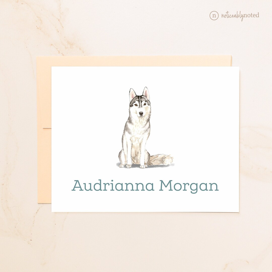 Siberian Husky Personalized Folded Note Cards Dog Stationery Gifts for ...