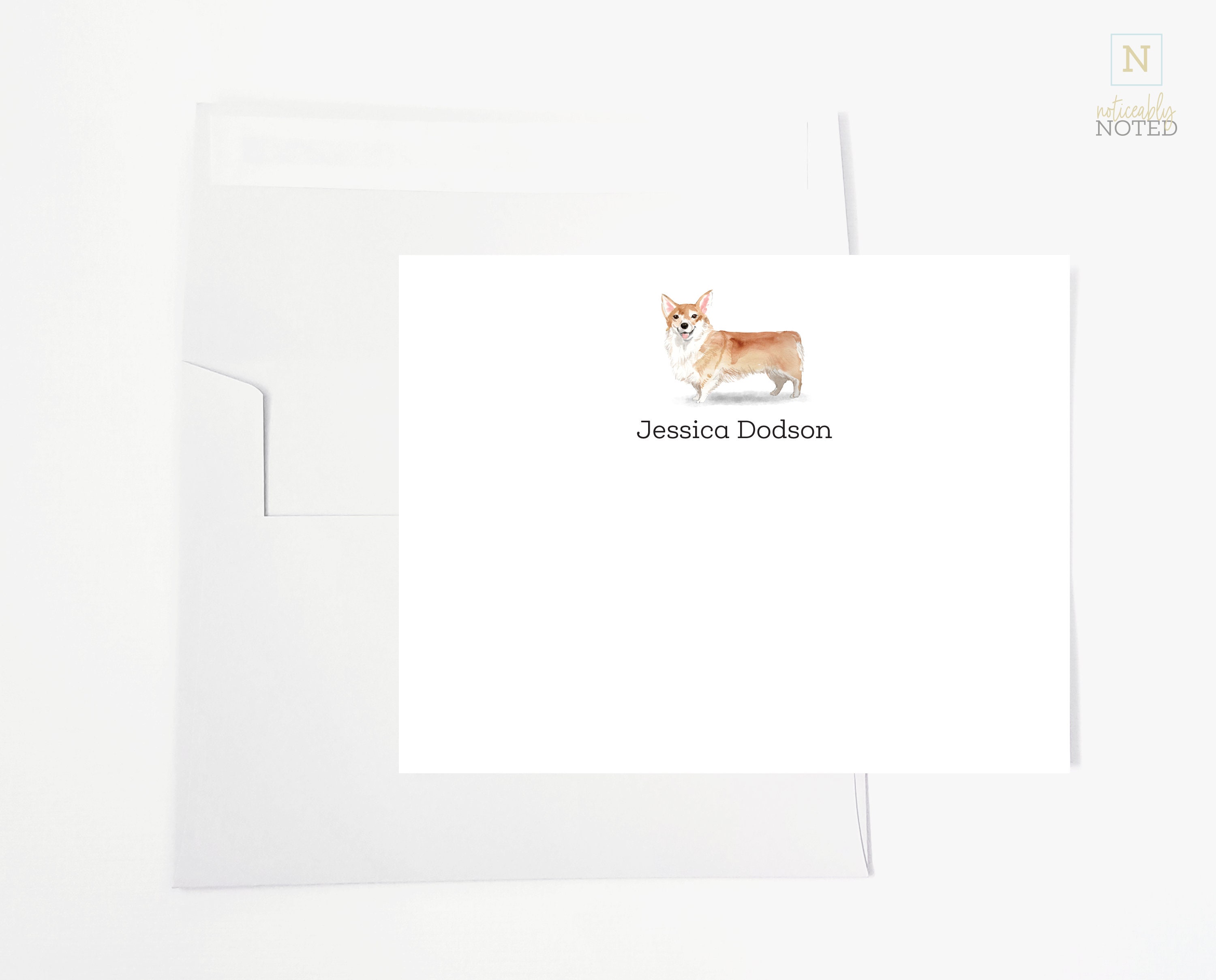 Corgi Personalized Flat Note Cards Stationery Gifts for | Etsy