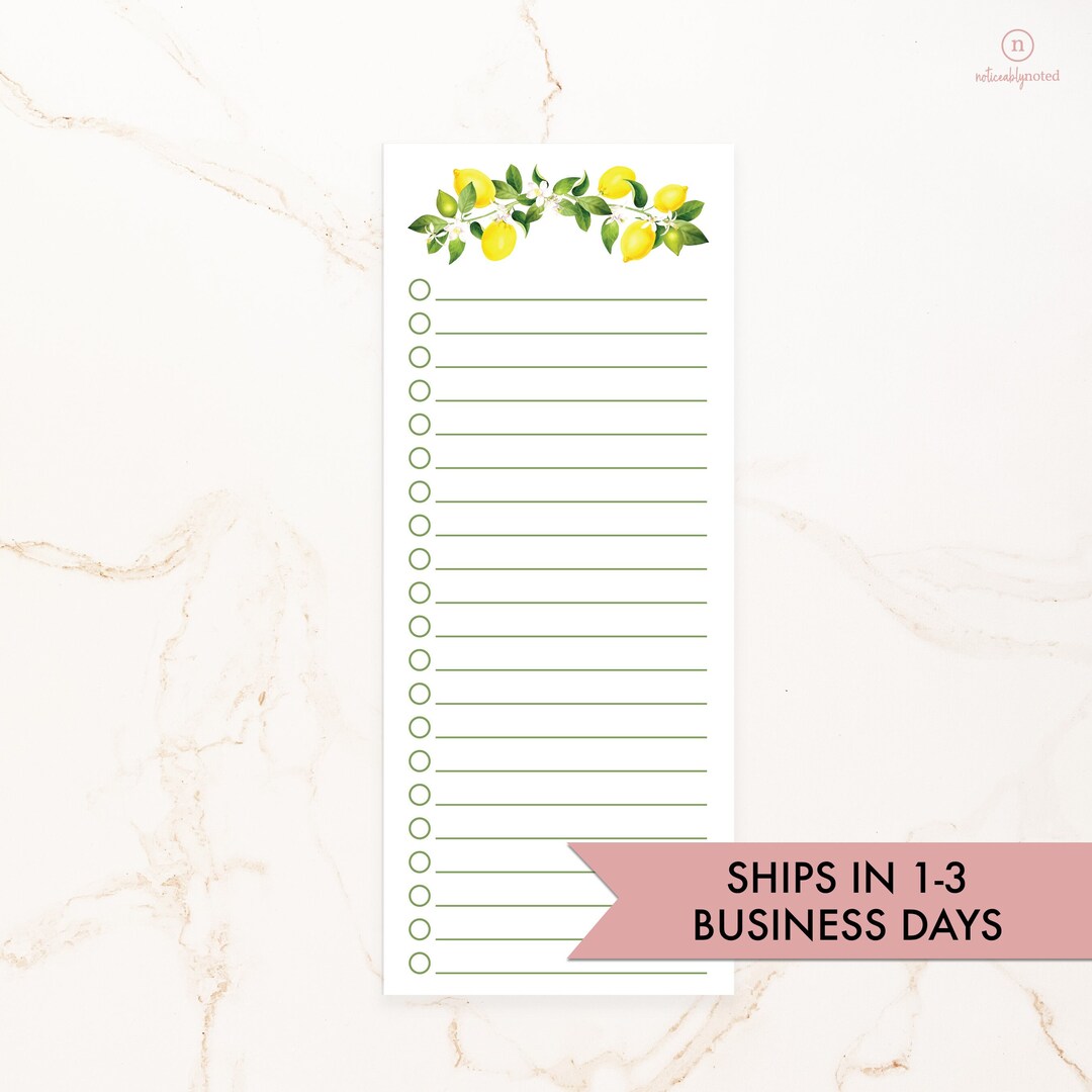 Lemon Notepad - Citrus Market Notepad - Lemon Grocery Notepad - Lined ...