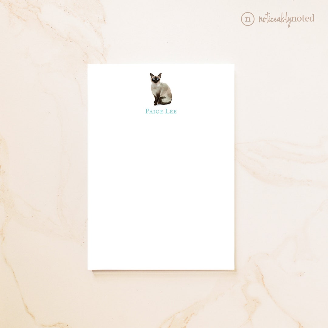 Siamese Cat Personalized Notepad Cat Lovers Gift Cat Notepad Cat ...