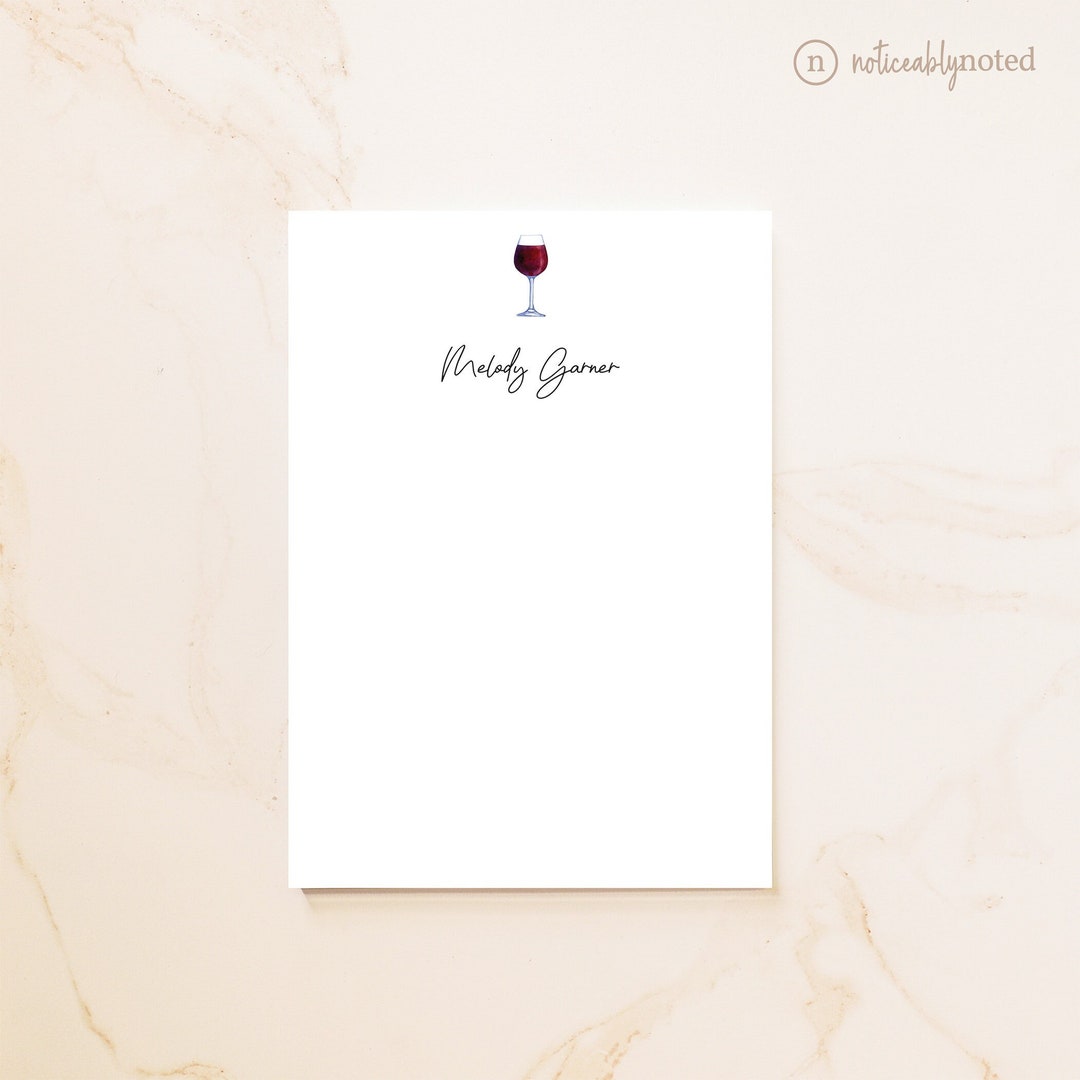 Wine Glass Personalized Notepad Custom Wino Notepad Social Stationery ...
