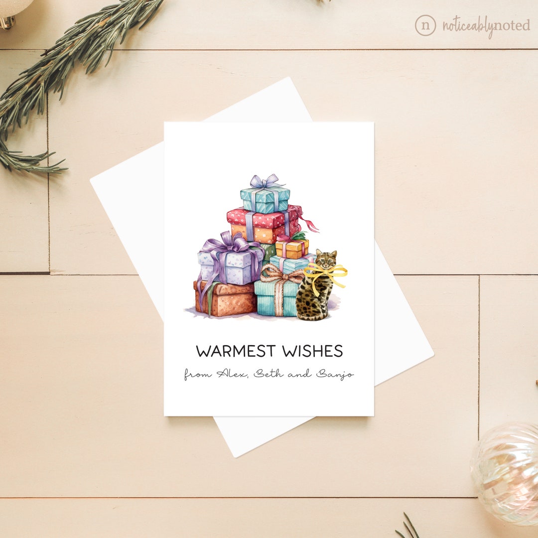 Bengal Holiday Card, Cat Christmas Cards, Bengal Christmas Greeting ...