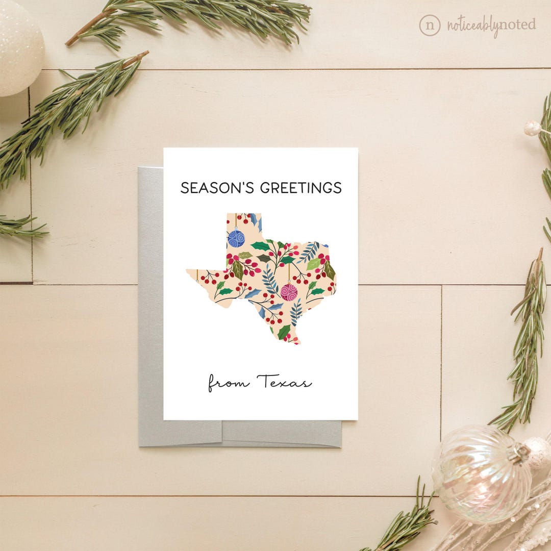 Texas Christmas Card, Texas Holiday Cards, State Christmas Card Set, TX ...