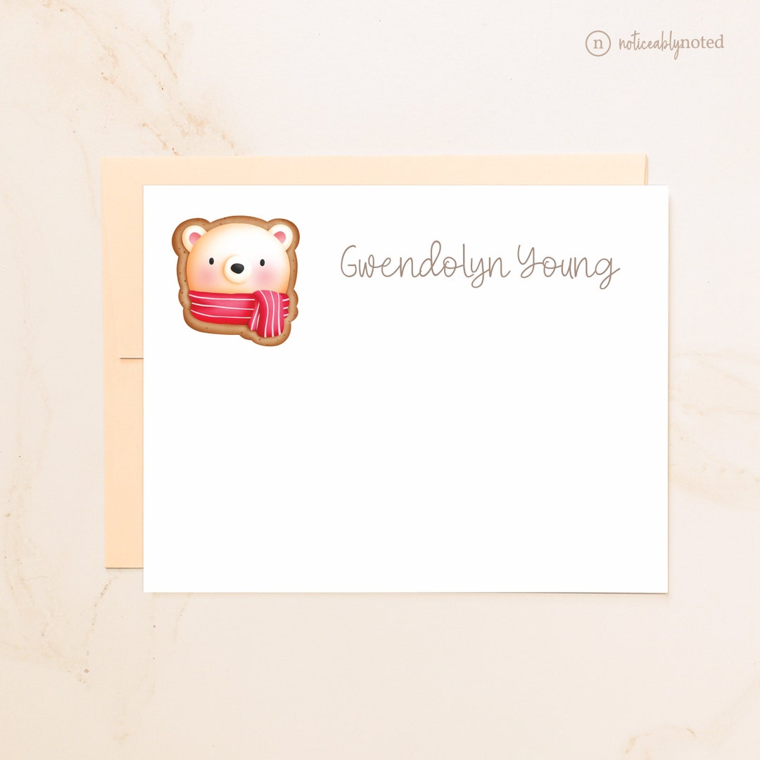 Polar Bear Cookie Note Cards, Flat Holiday Note Cards, Christmas ...