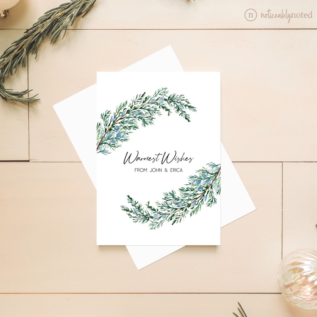 Personalized Christmas Cards, Christmas Card Set, Pine and Berry ...