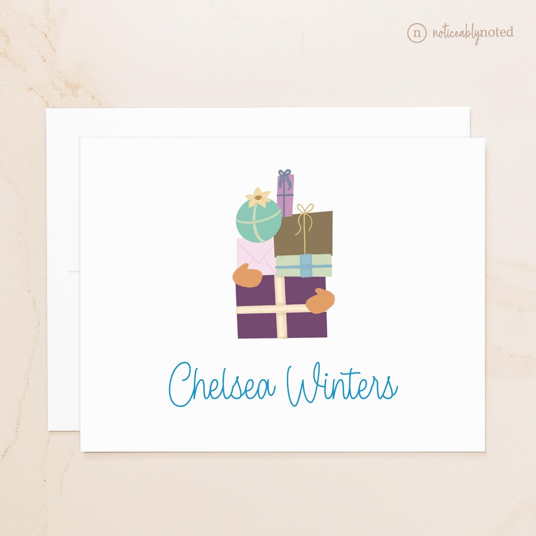 Christmas Gift Stack Note Cards: Personalized Holiday Stationery - Etsy