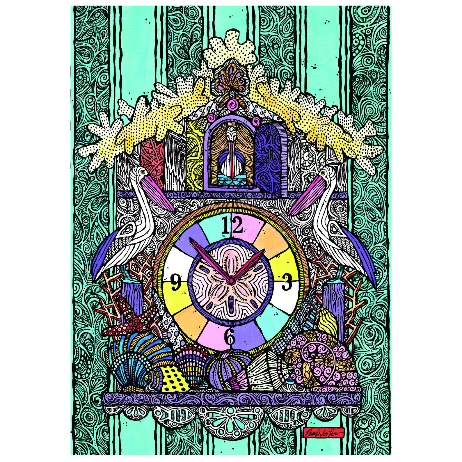 Beach Time Cuckoo Clock Pelican Blank Greeting Card 5x7 | Etsy