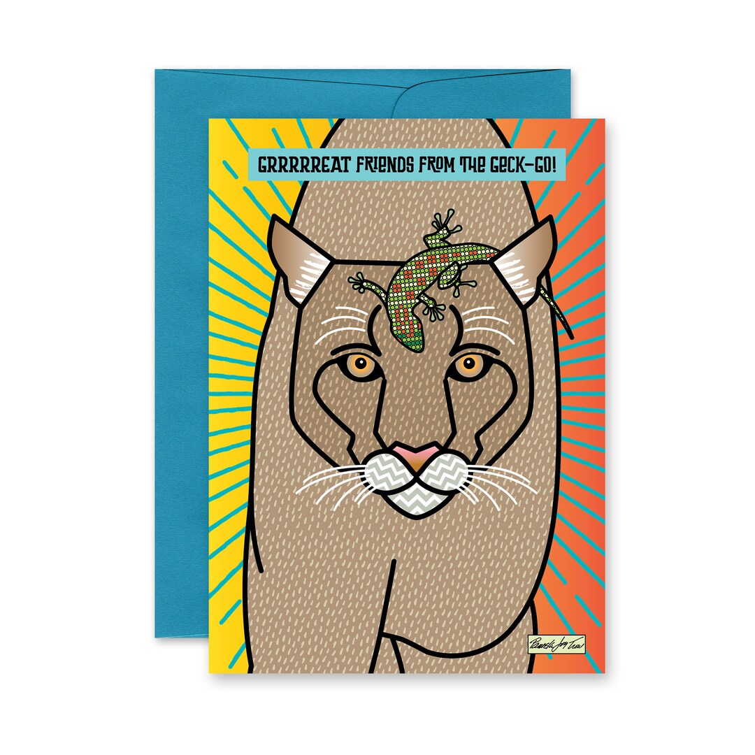 Panther and Gecko Friendship Card Greeting - Etsy